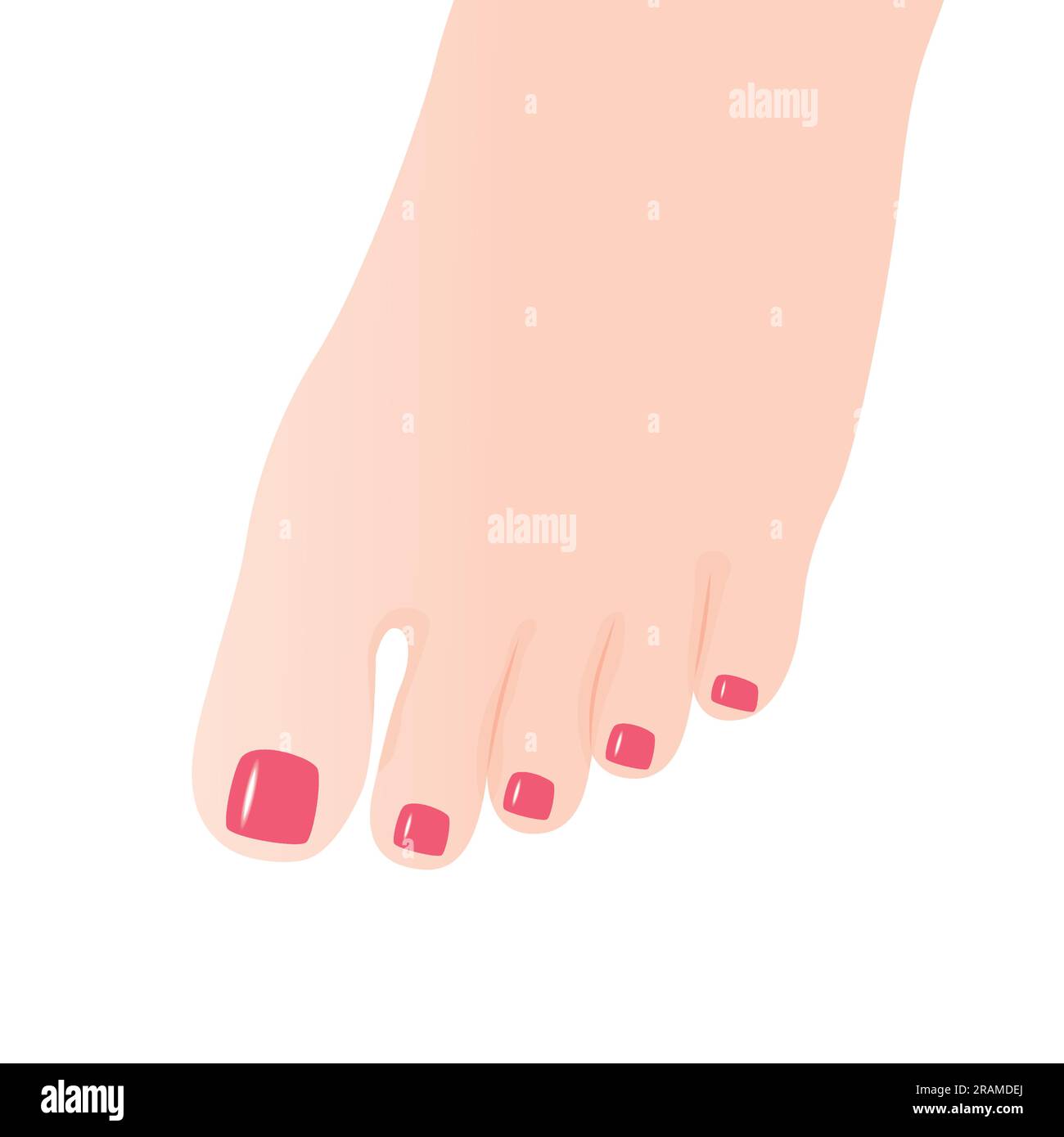 woman foot with pink nail polish pedicure- vector illustration Stock ...