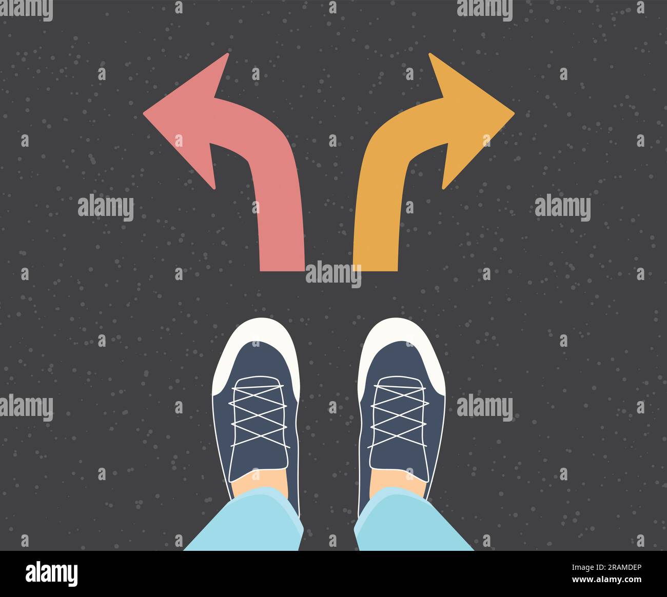 feet standing at crossroads; concept of career, life path; making ...