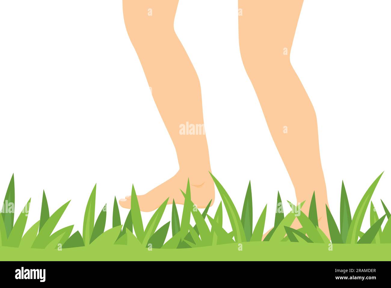 walking barefoot on the grass; freedom; summer relax, vacation- vector ...