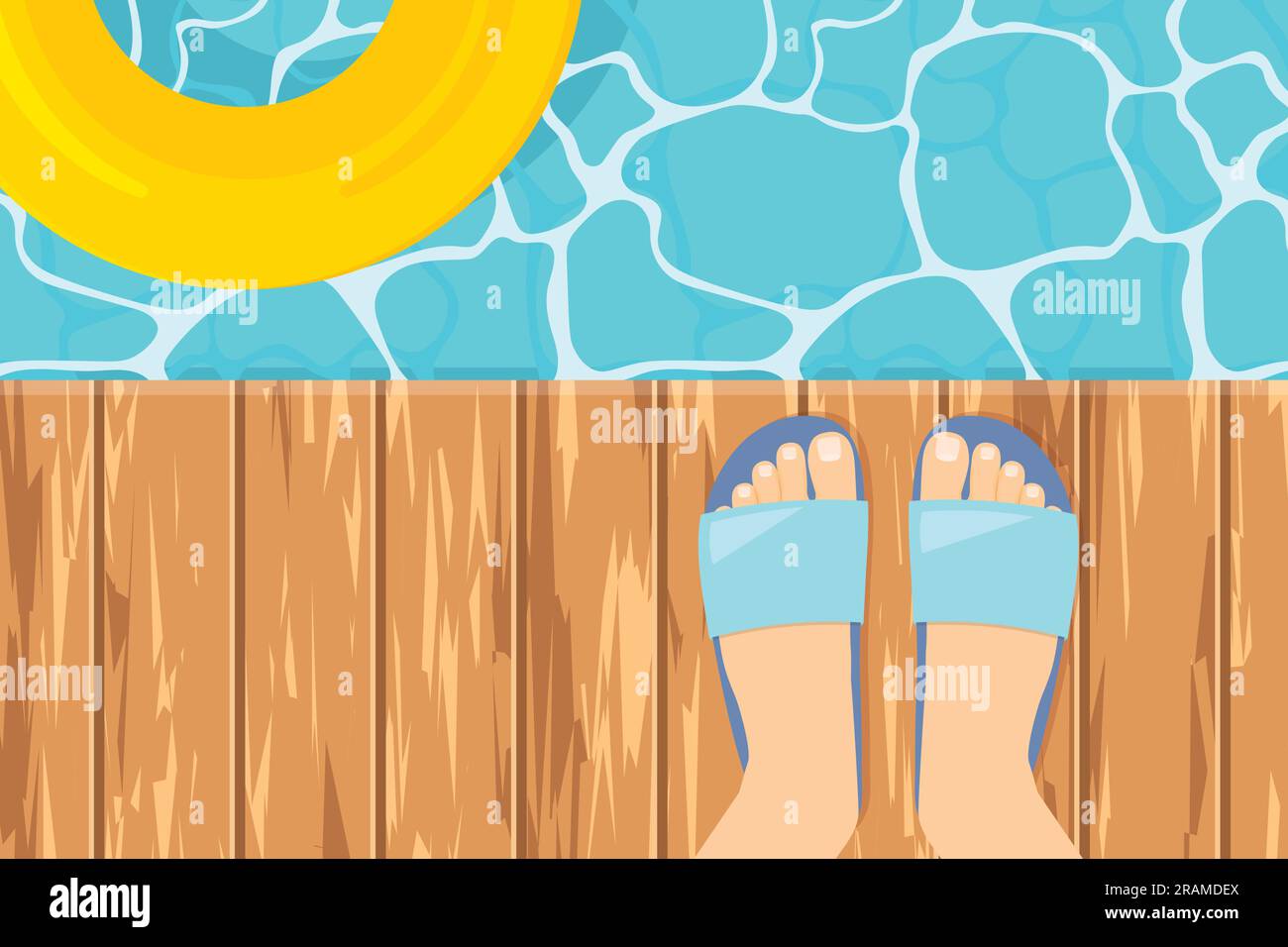 feet in flip flops standing by the swimming pool- vector illustration ...