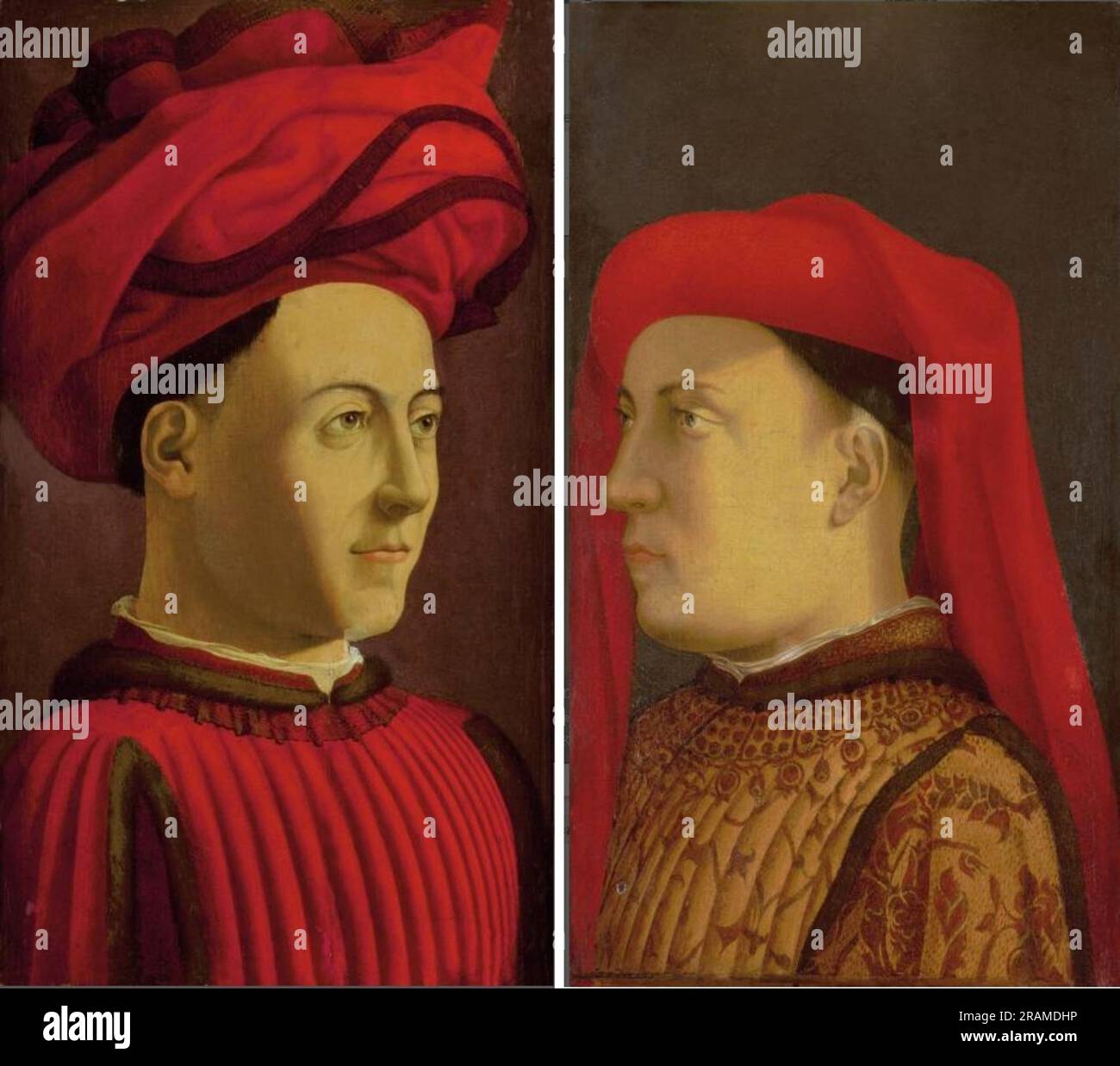 Portraits of two members of Medici family by Andrea del Castagno Stock ...