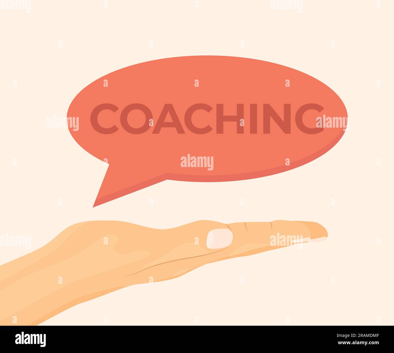 hand showing speech bubble with coaching word -vector illustration ...