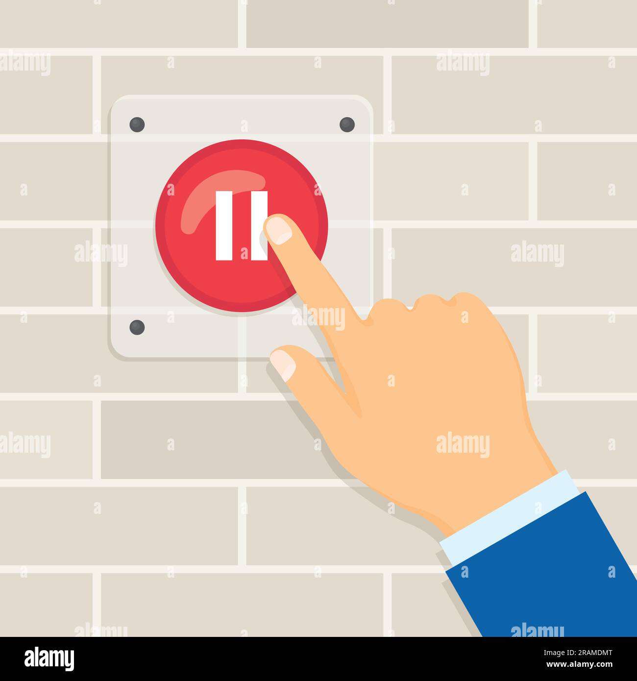 hand pressing pause button- vector illustration- vector illustration ...