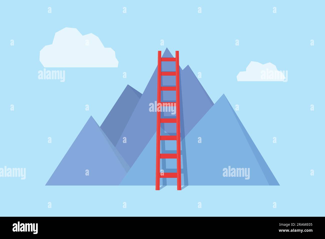 ladder to the top of the mountain, way to success, goal achiving ...