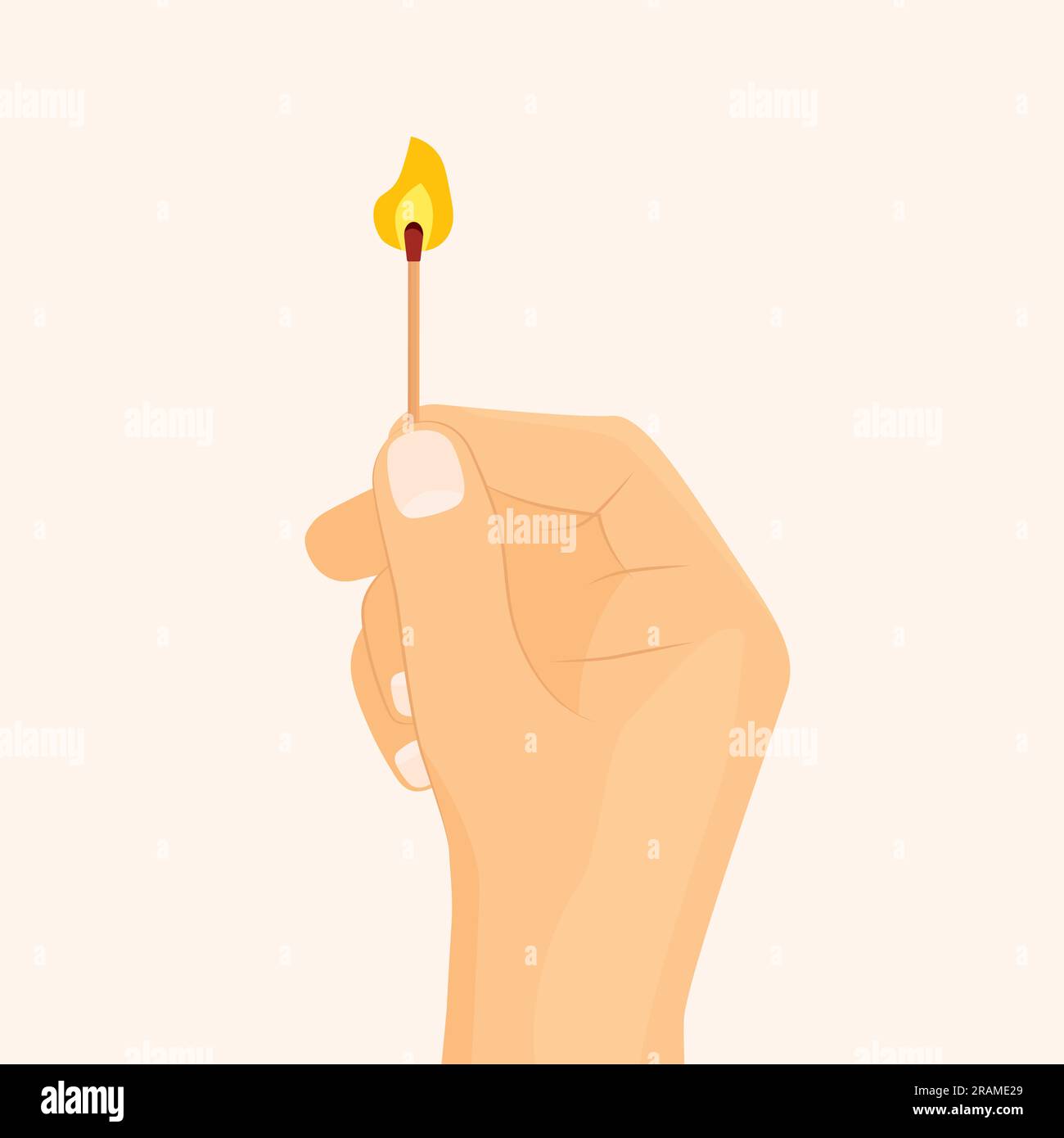 hand holding a burning match- vector illustration Stock Vector Image ...