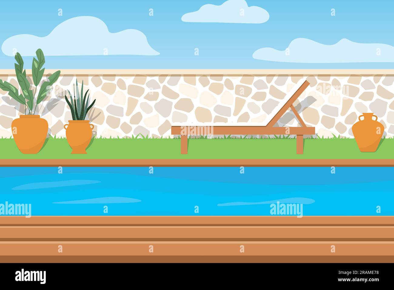 deck chair near the swimming pool- vector illustration Stock Vector ...