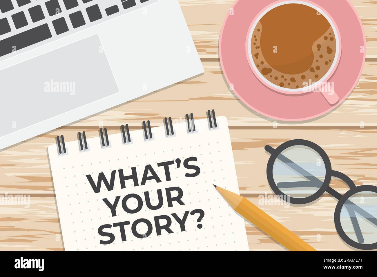 what's your story text written on spiral notebook, flat lay composition ...
