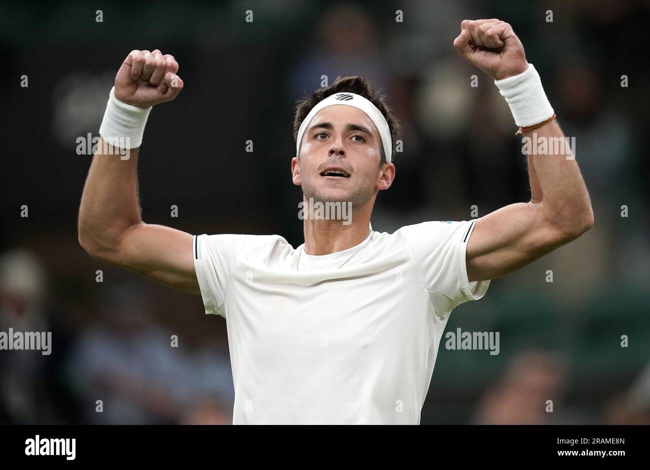 Tomas Martin Etcheverry celebrates victory against Bernabe Zapata ...