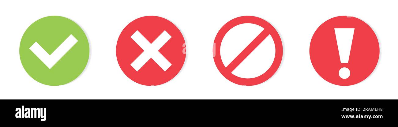 accepted, rejected, yes, no, ban, exclamation signs - vector ...