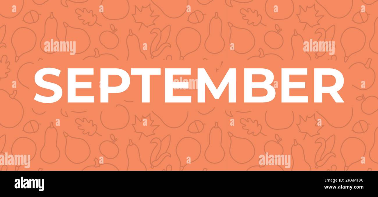 september banner with autumn related icon pattern - vector illustration ...