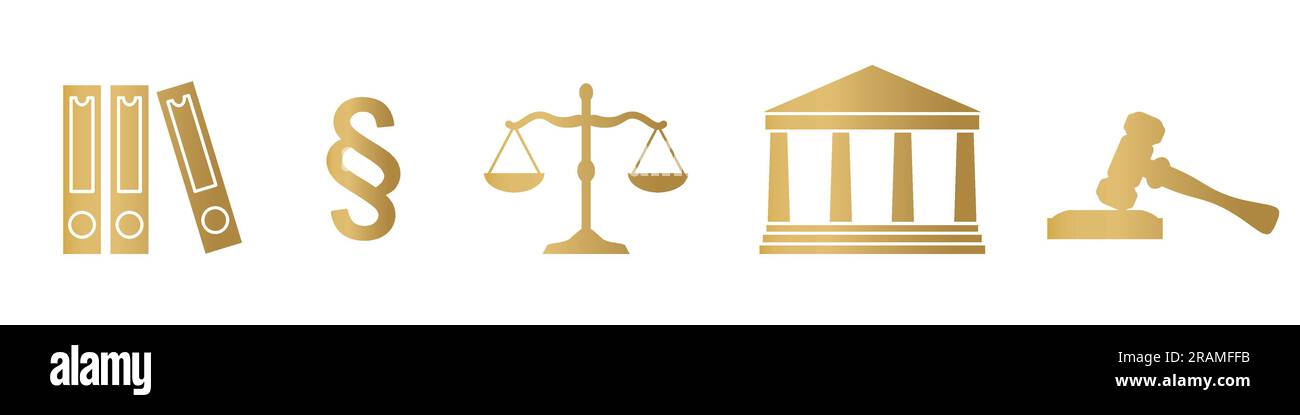 legal advice, court, attorney, law golden icons - vector illustration ...