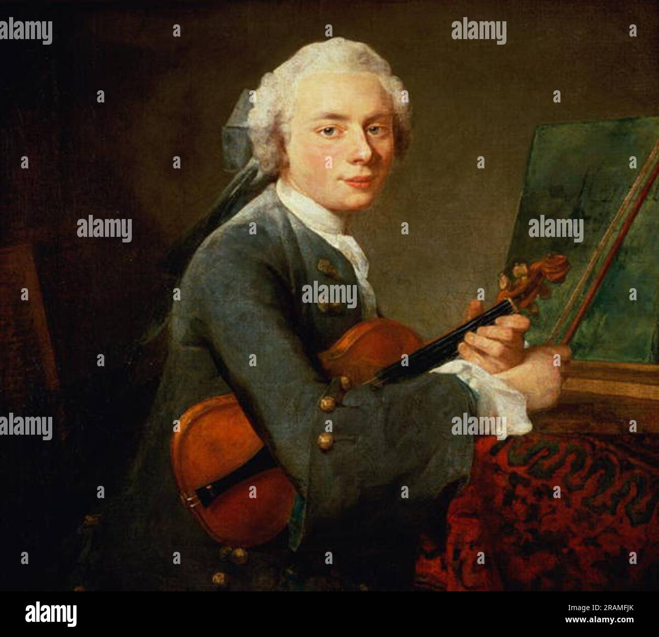 Young Man with a Violin (Portrait of Charles Theodose Godefroy) 1735 by ...