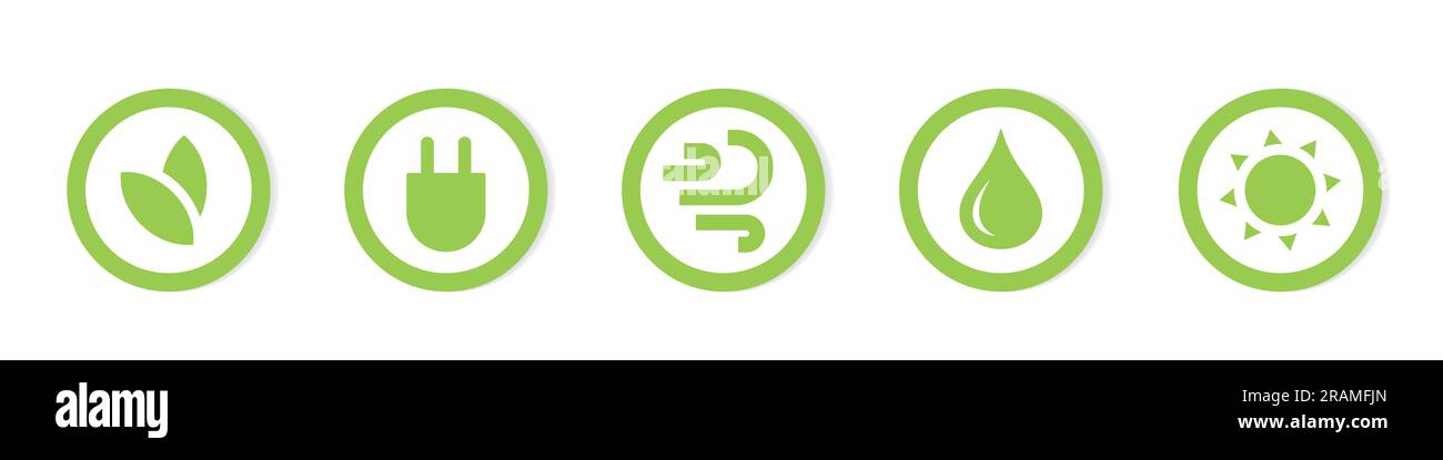 wind, water, solar, green, renewable energy icons - vector illustration ...