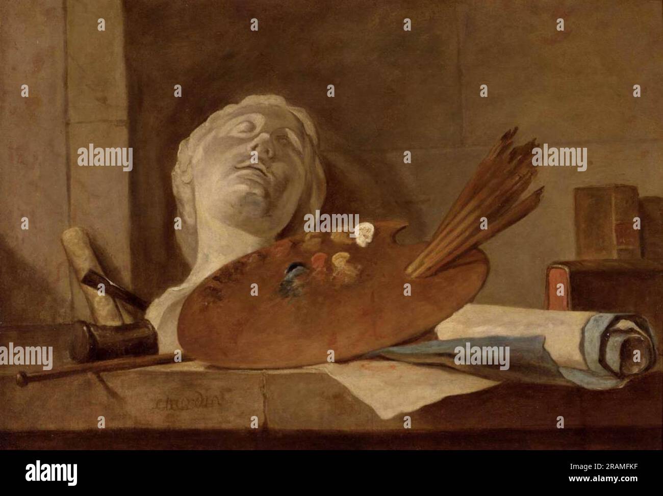 The Attributes of Painting and Sculpture 1728 by Jean-Baptiste-Simeon ...