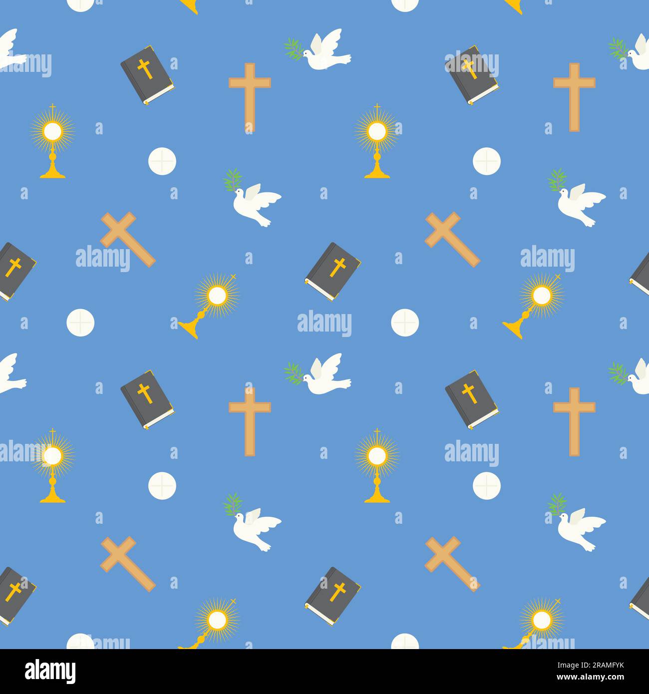 seamless pattern of christianity, catholic church icons, great for ...