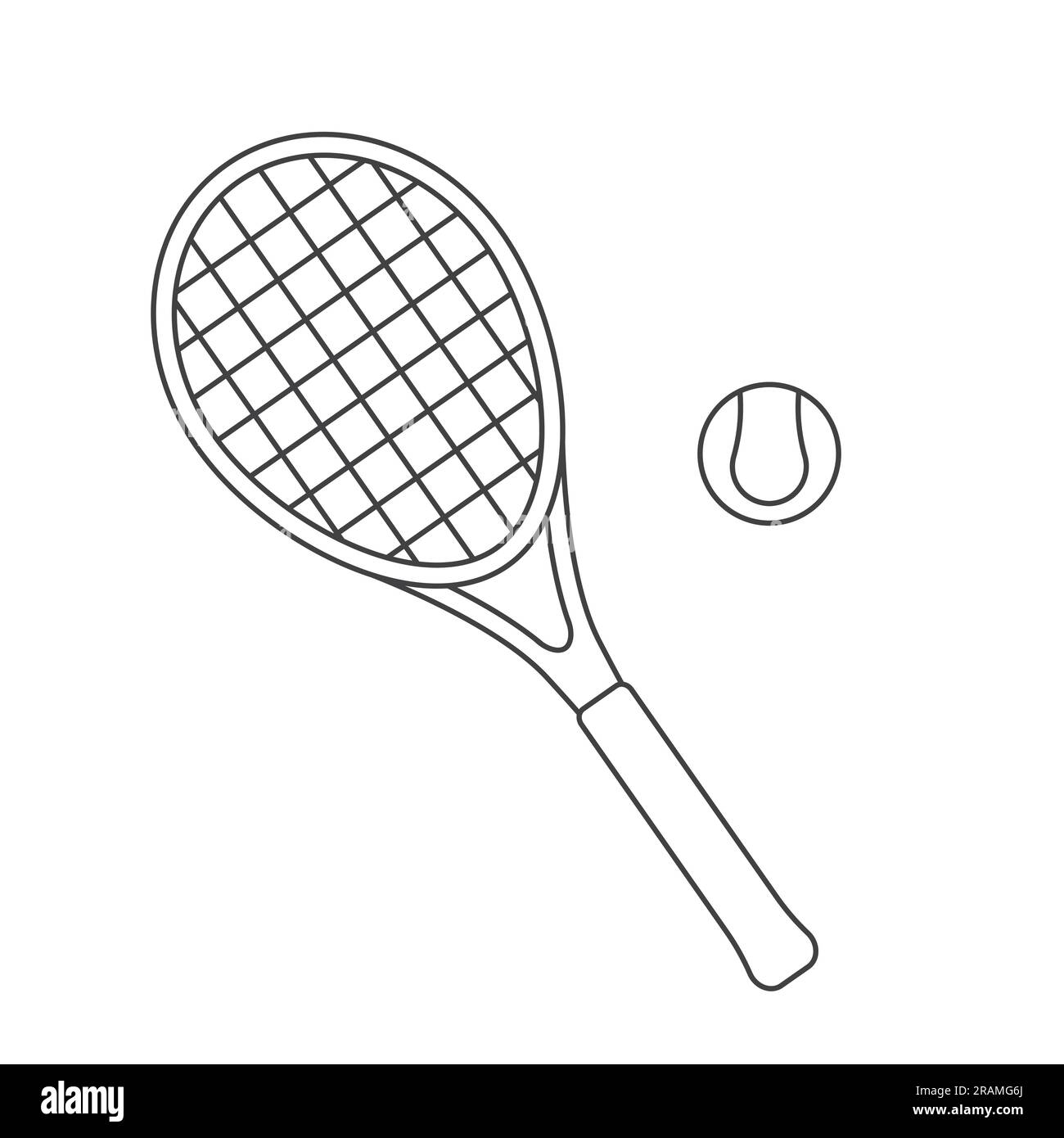 black outline of tennis racket and ball - vector illustration Stock ...