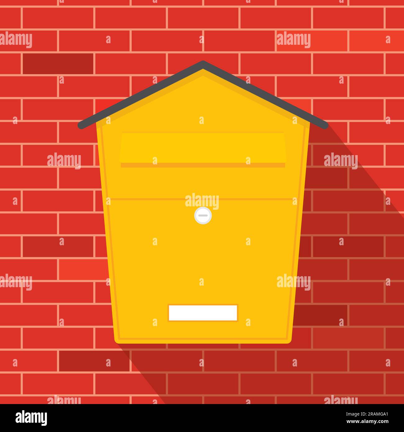 yellow mailbox on brick wall- vector illustration Stock Vector Image ...