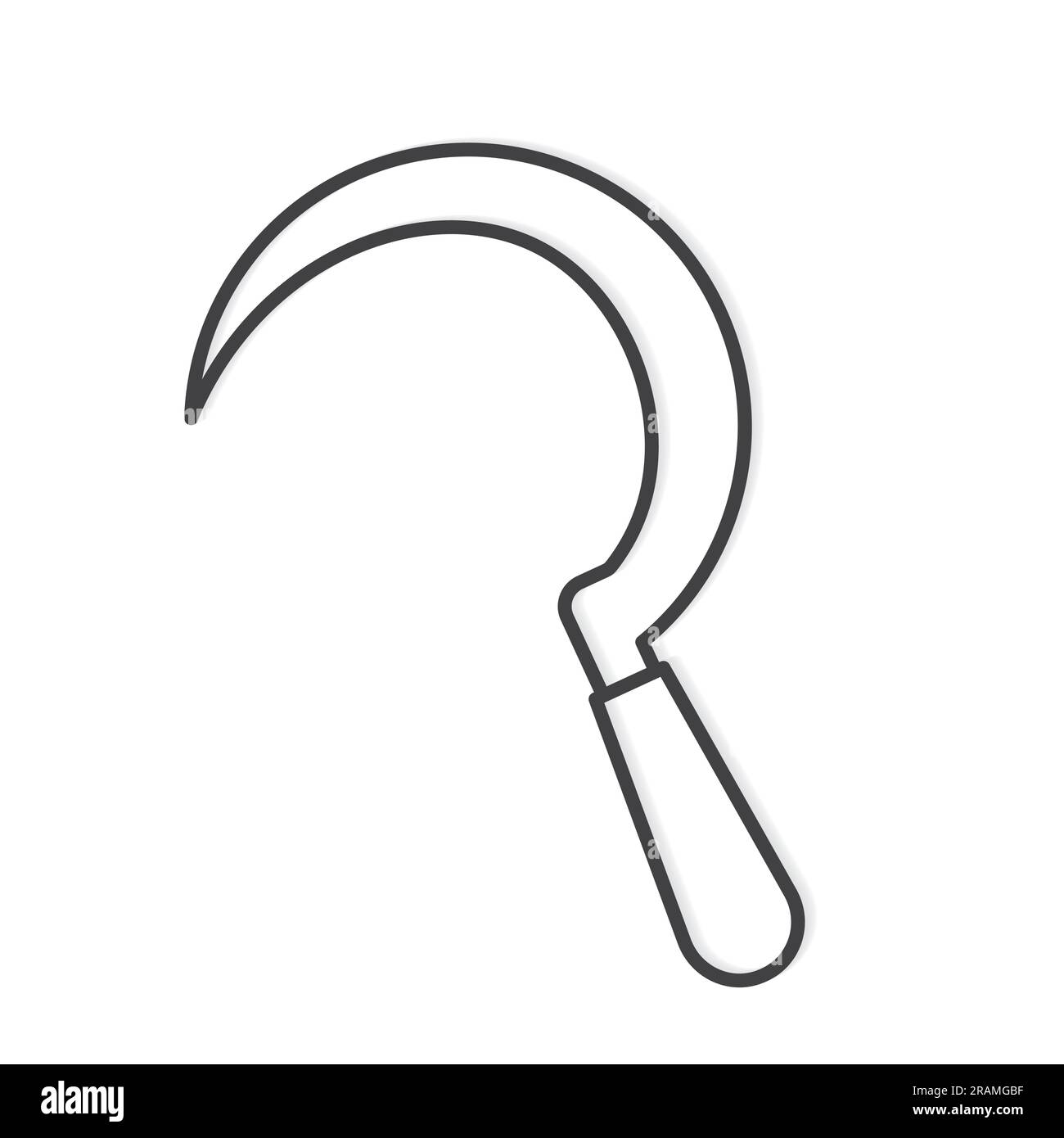 garden scythe, sickle blade outline icon- vector illustration Stock ...