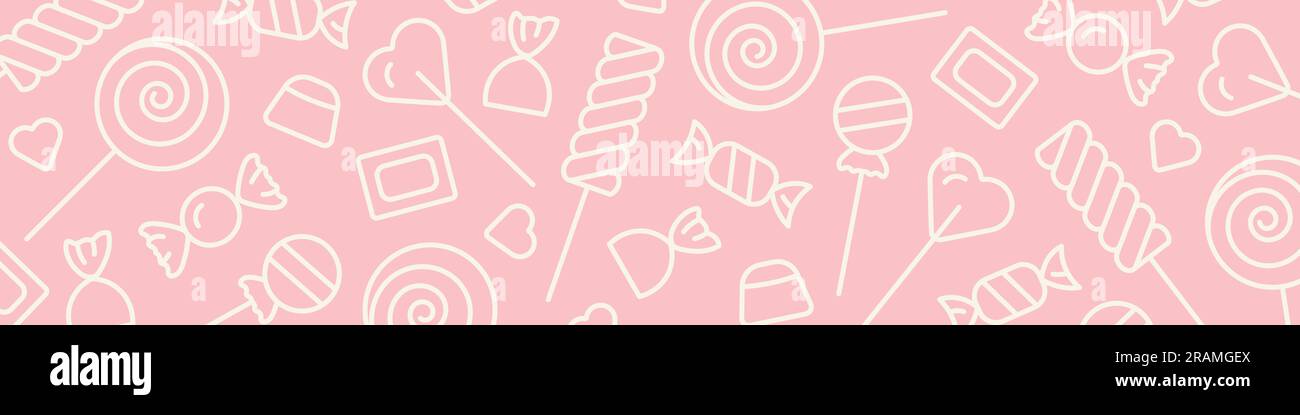 pink banner with different candies - vector illustration Stock Vector ...