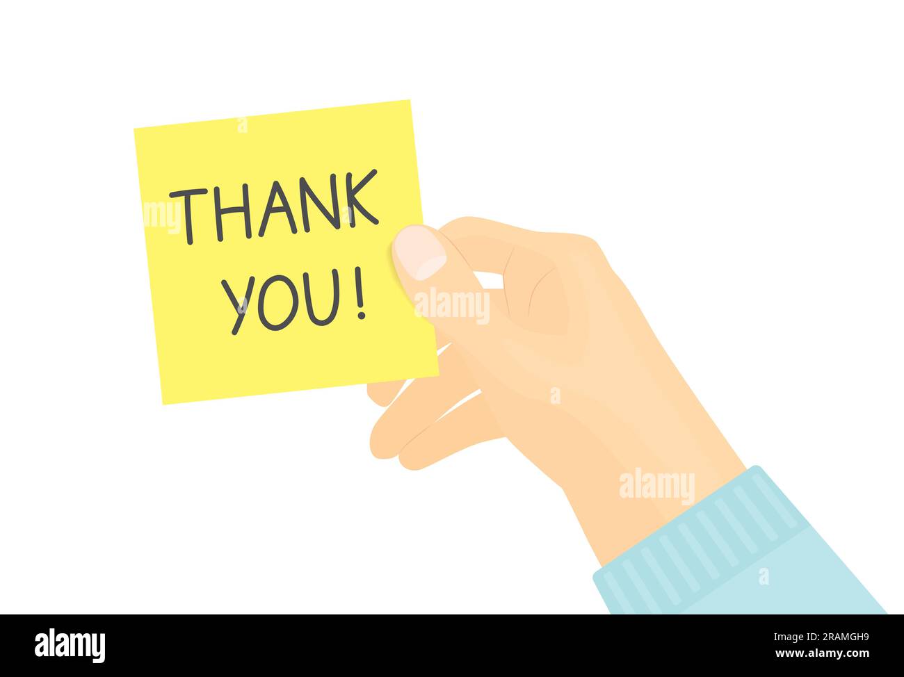 hand holding card with thank you text - vector illustration Stock ...