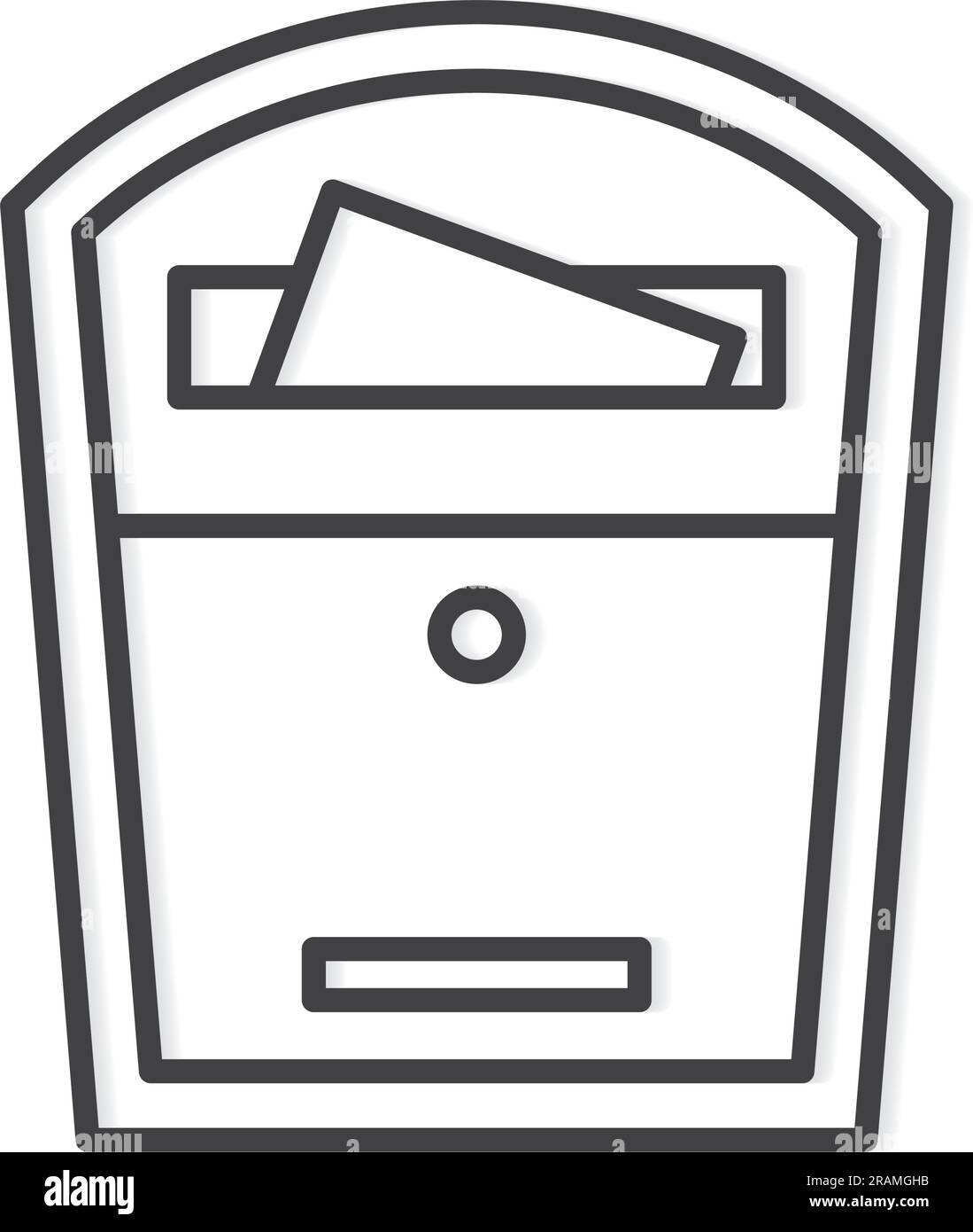 black outline of mailbox with letter- vector illustration Stock Vector ...