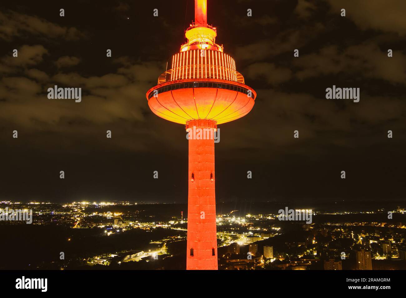 VILNIUS, LITHUANIA - SEPTEMBER 4, 2022: Scenic aerial night view of ...