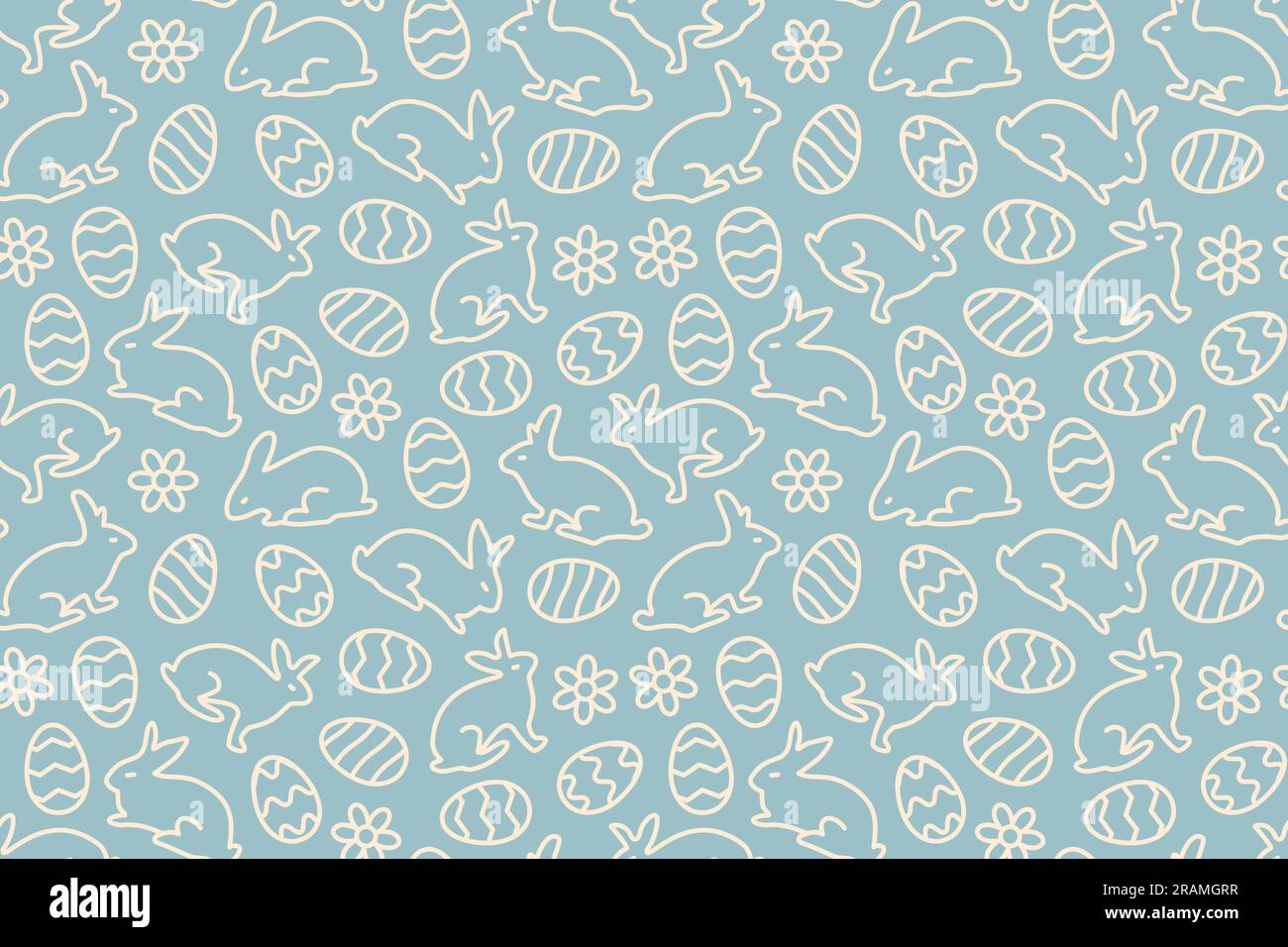 seamless Easter pattern with bunnies, flowers and eggs- vector illustration Stock Vector Image ...