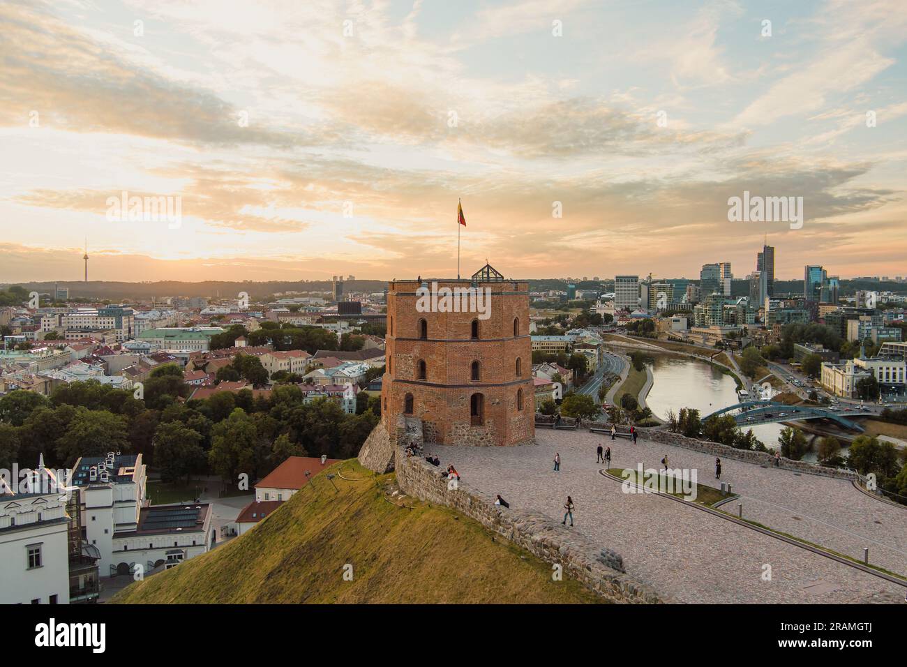 Aerial view of Gediminas Tower, the remaining part of the Upper Castle ...