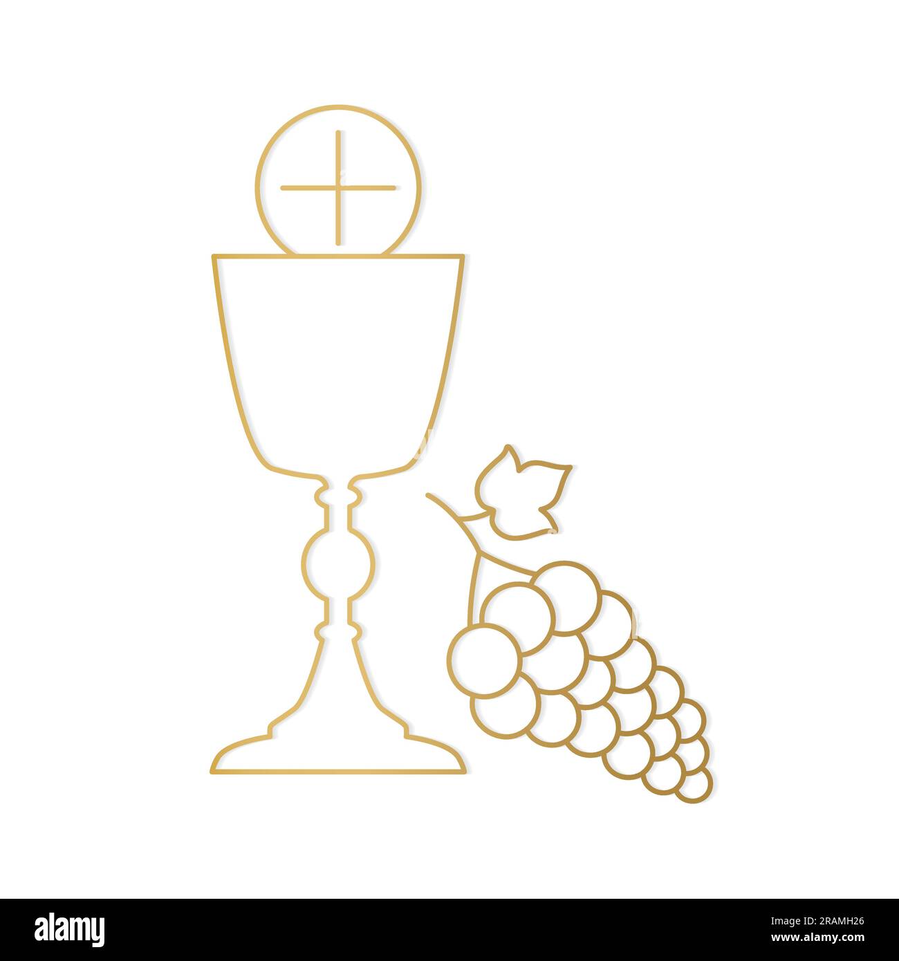 golden holy communion icon, chalice with waffer and grapes- vector ...