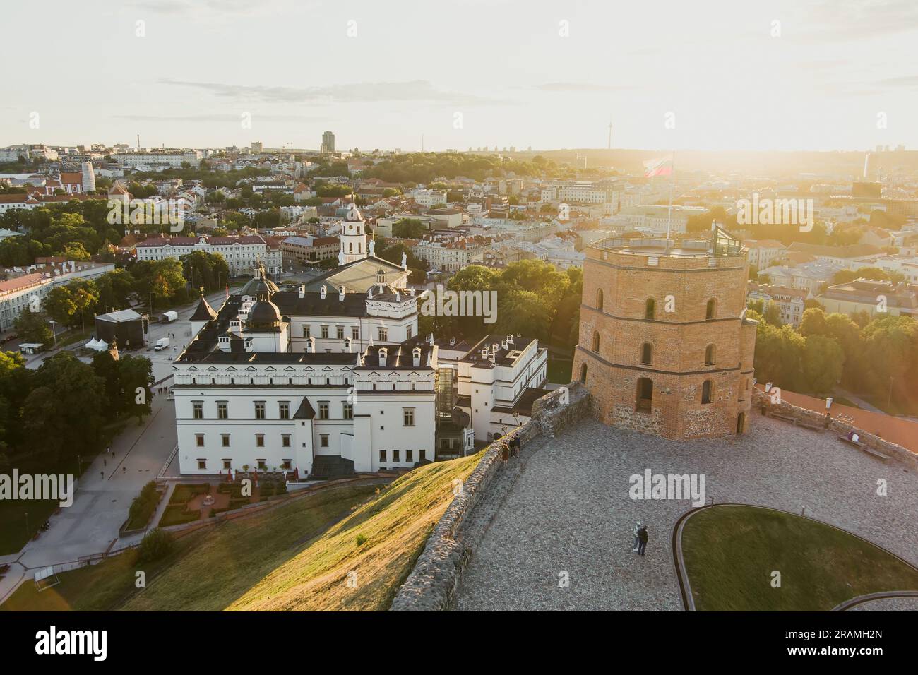 Aerial view of Gediminas Tower, the remaining part of the Upper Castle ...