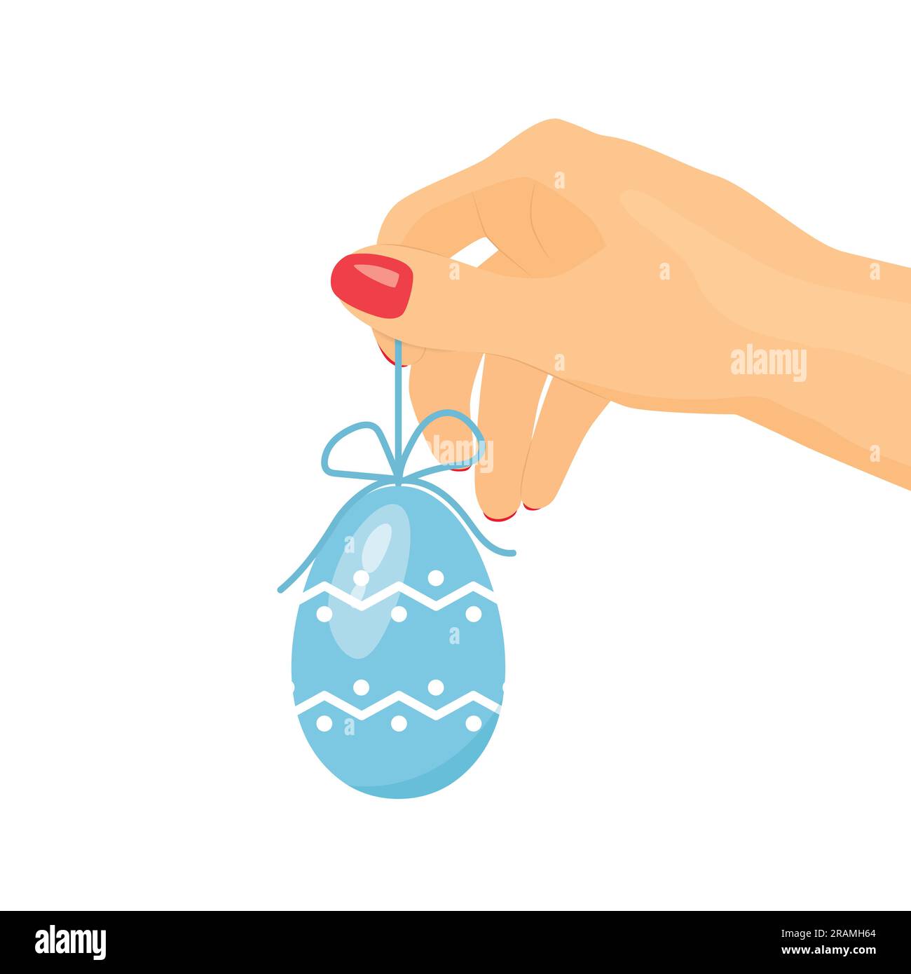 woman hand holds hanging easter egg - vector illustration Stock Vector ...