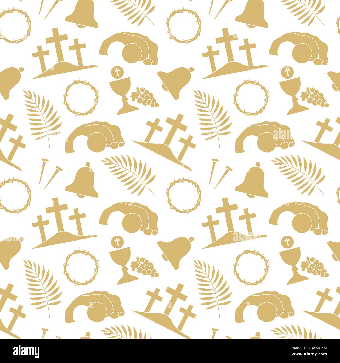 golden seamless pattern with Easter, Holy Week, Good Friday related ...
