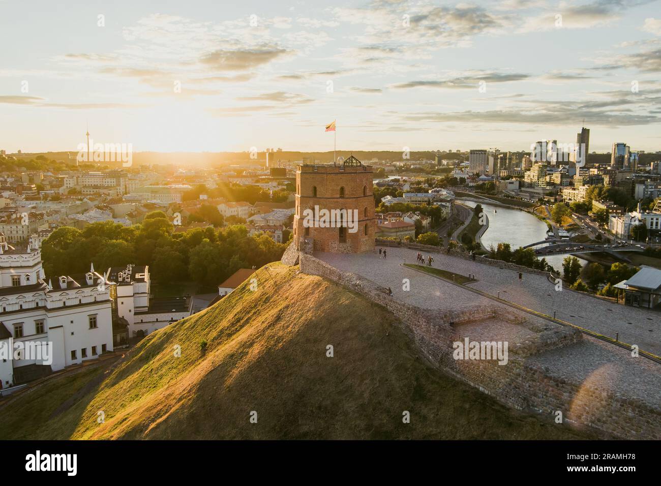 Aerial view of Gediminas Tower, the remaining part of the Upper Castle ...