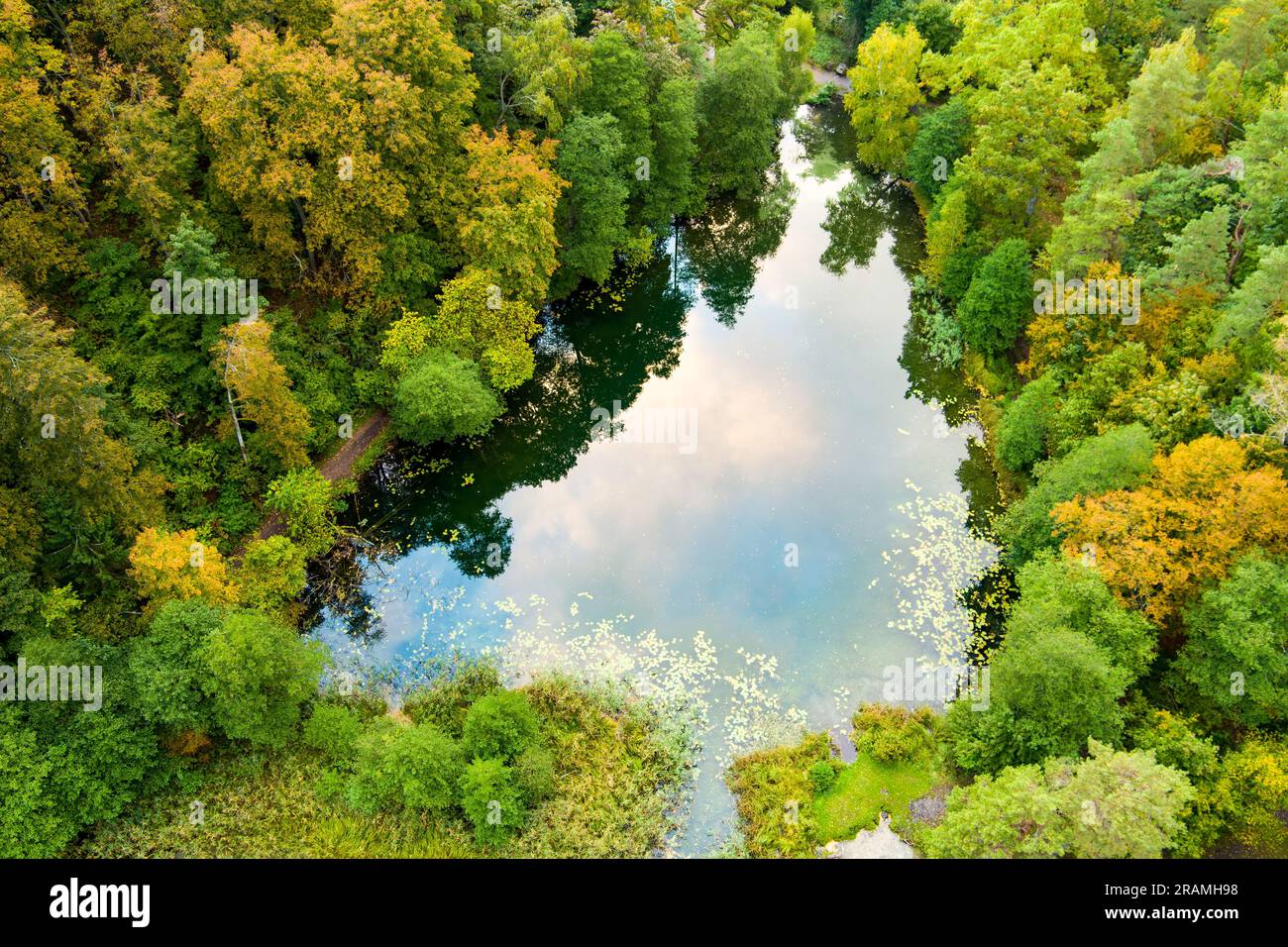 Aerial view of beautiful Balsys lake, one of six Green Lakes, located ...