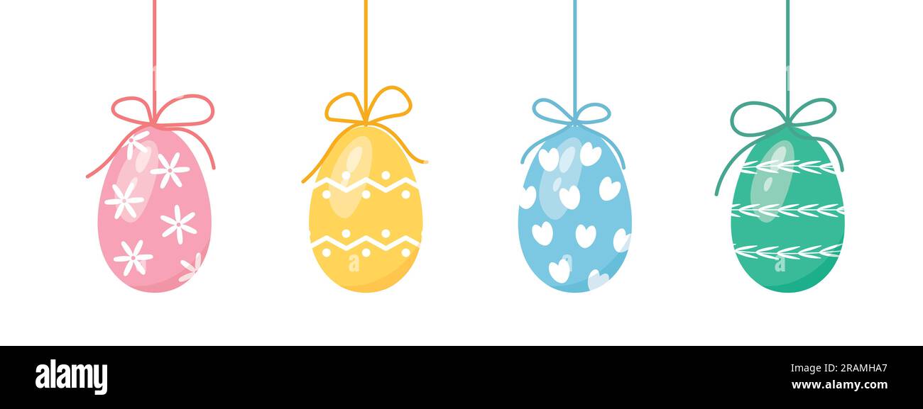 set of colorful hanging easter eggs- vector illustration Stock Vector Image & Art - Alamy