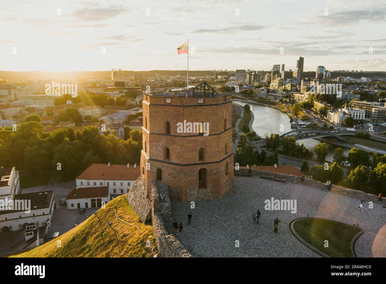 Aerial view of Gediminas Tower, the remaining part of the Upper Castle ...