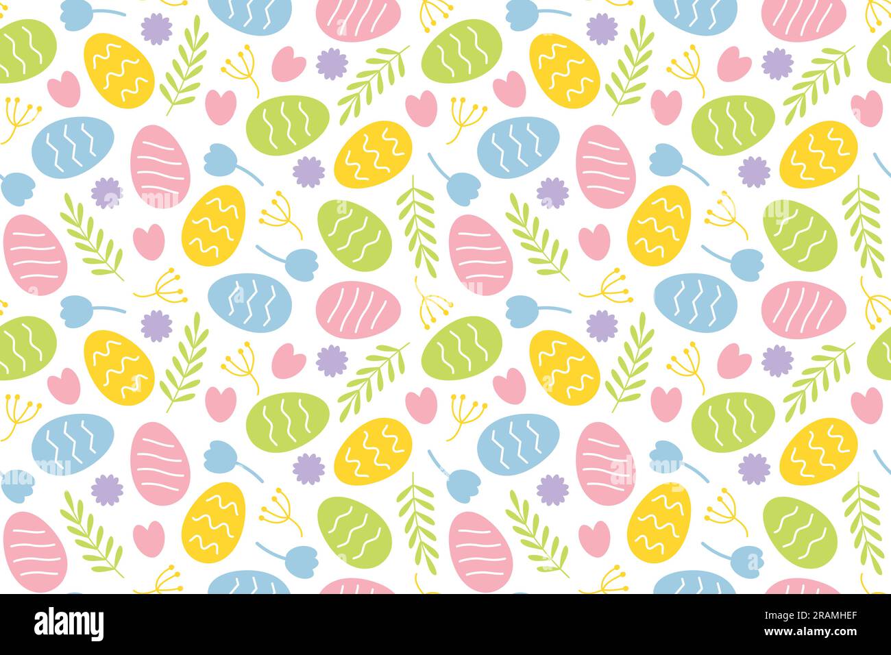 seamless easter pattern with flower elements and eggs - vector ...