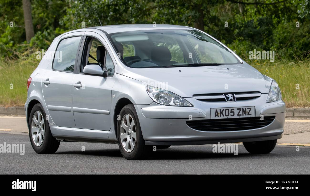 Milton Keynes,UK - July 2nd 2023. 2005 silver PEUGEOT 307 car ...