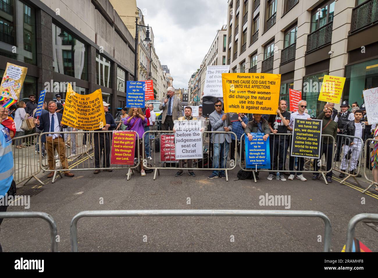 Christian protesters on the route of the Pride in London parade Stock ...