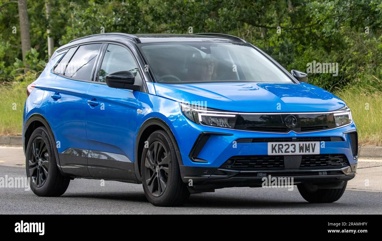Milton Keynes,UK - July 2nd 2023. 2023 blue VAUXHALL GRANDLAND GS TURBO ...