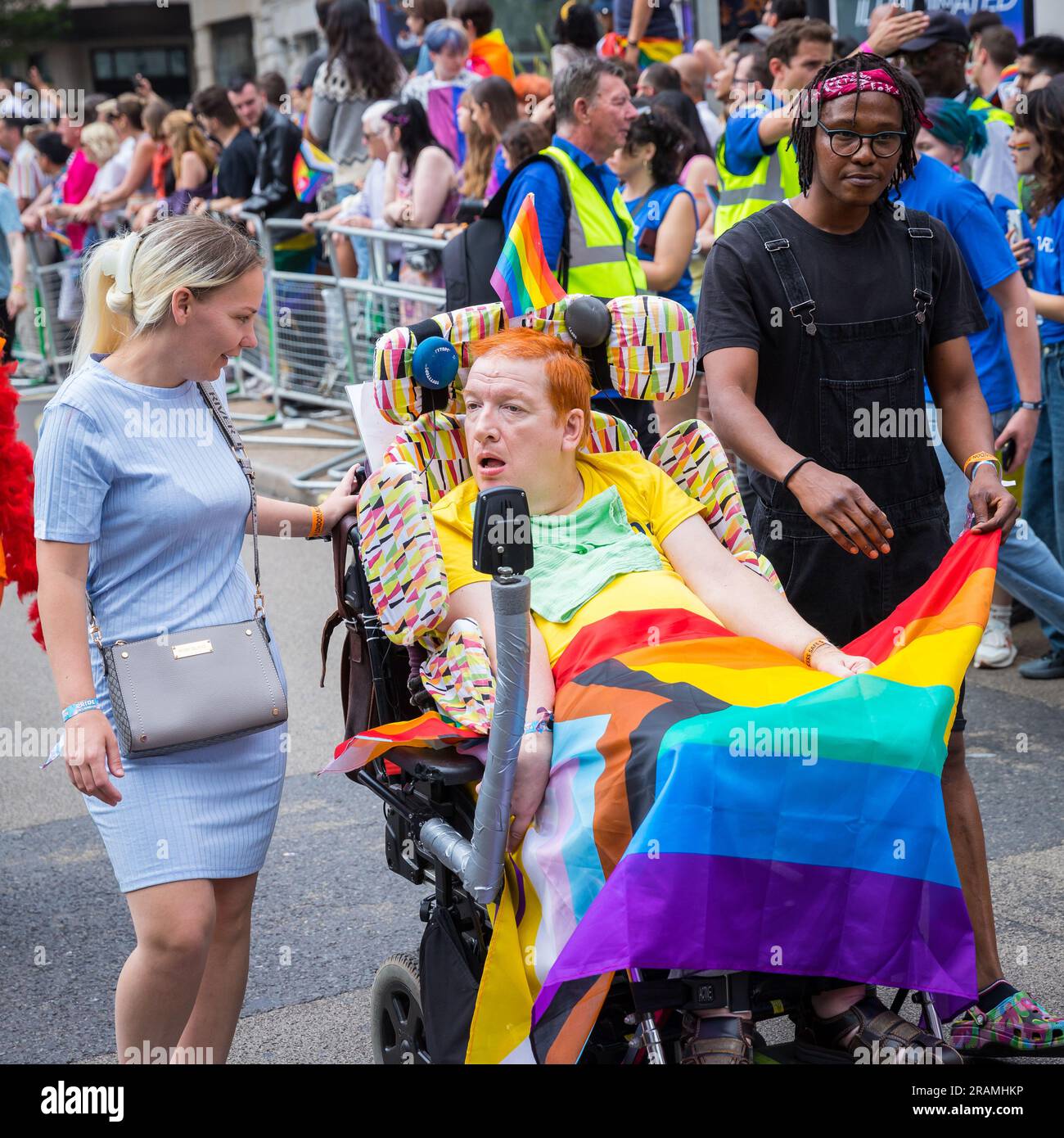 Wheelchair user taking part in the Pride in London parade Stock Photo ...