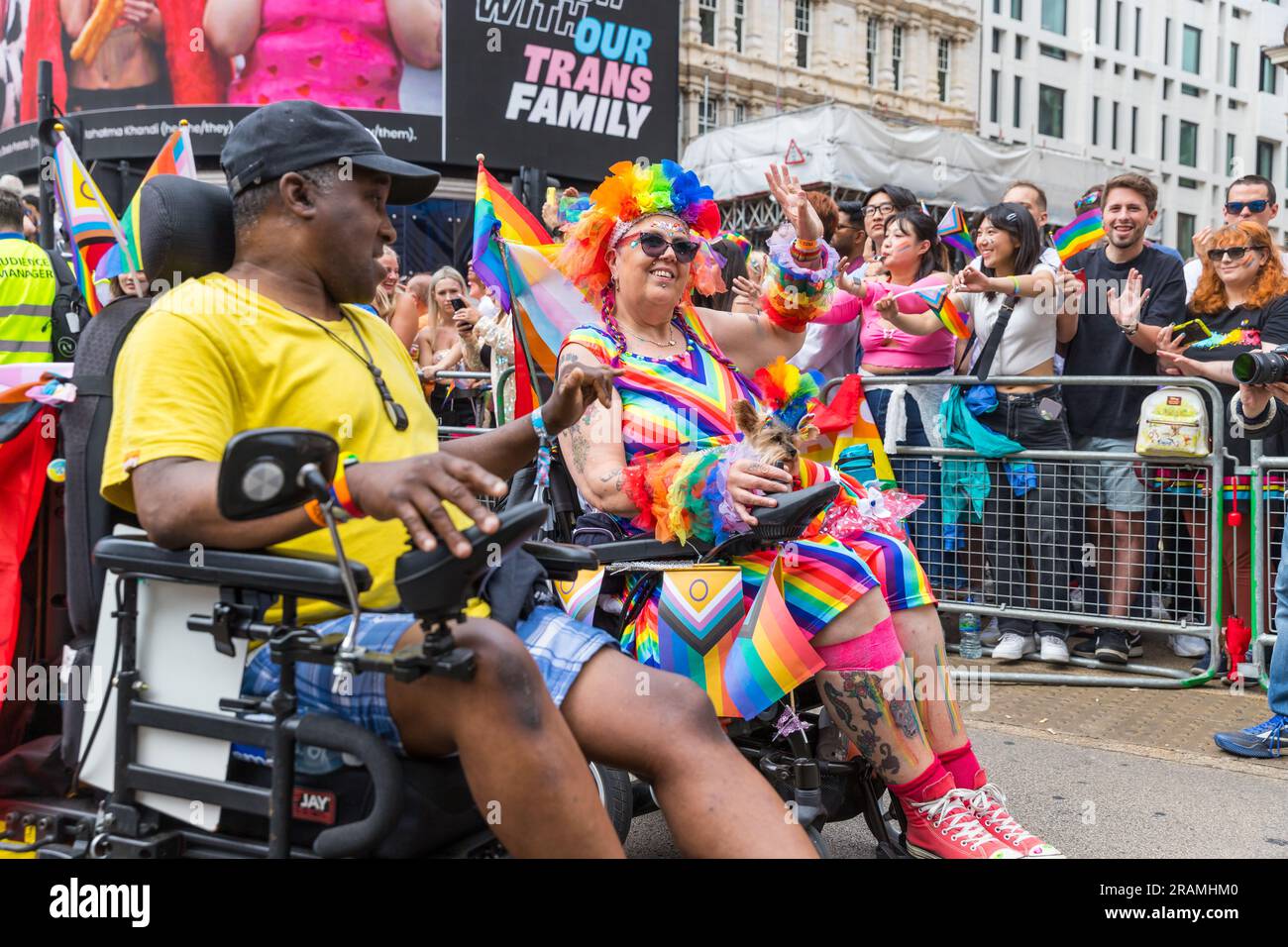 Wheelchair users taking part in the Pride in London parade Stock Photo ...