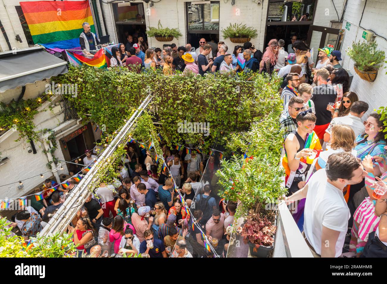 General view of The Yard bar in Soho during Pride in London Stock Photo ...