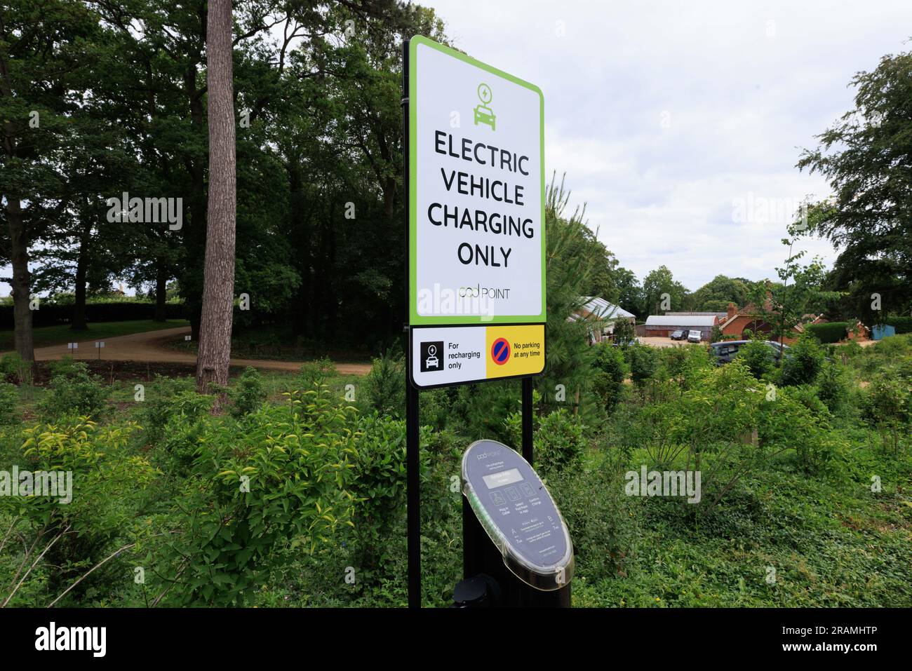 Electric vehicle charging only sign in a public car park Stock Photo ...