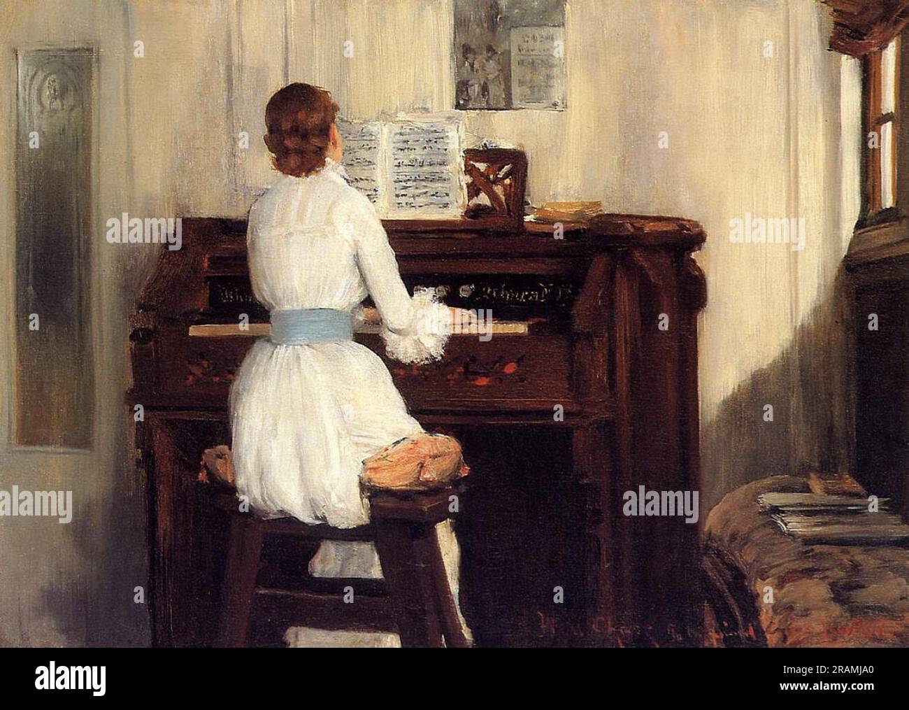 Mrs. Meigs at the Piano Organ 1883 by William Merritt Chase Stock Photo ...