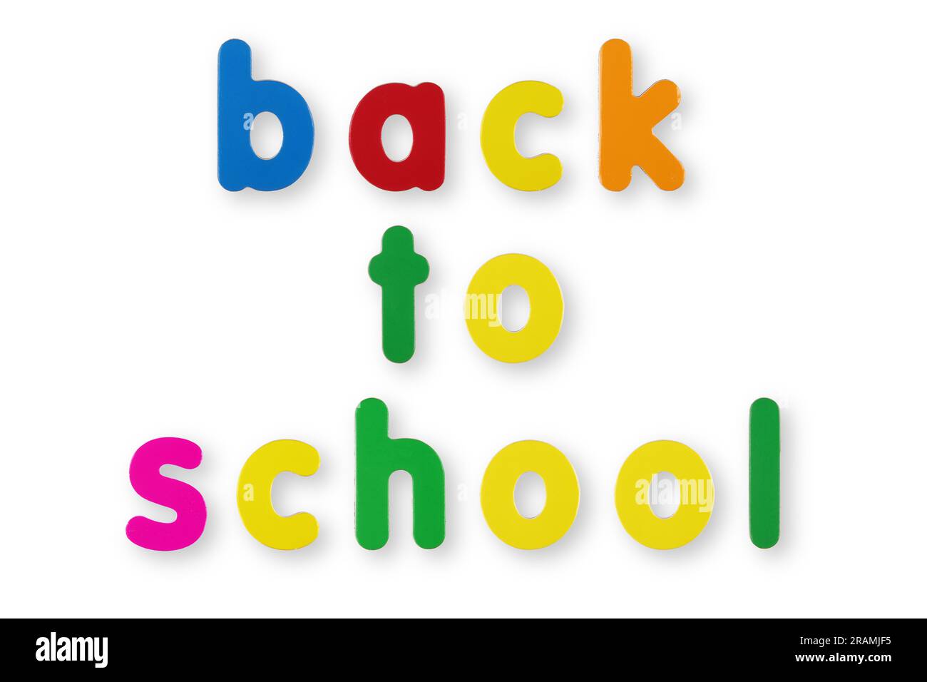 back to school words coloured magnetic letters with clipping path Stock ...