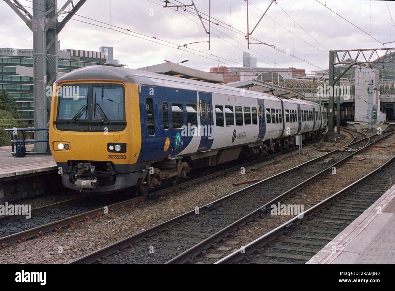 Manchester, UK - August 2022: An electric passenger train at Manchester ...