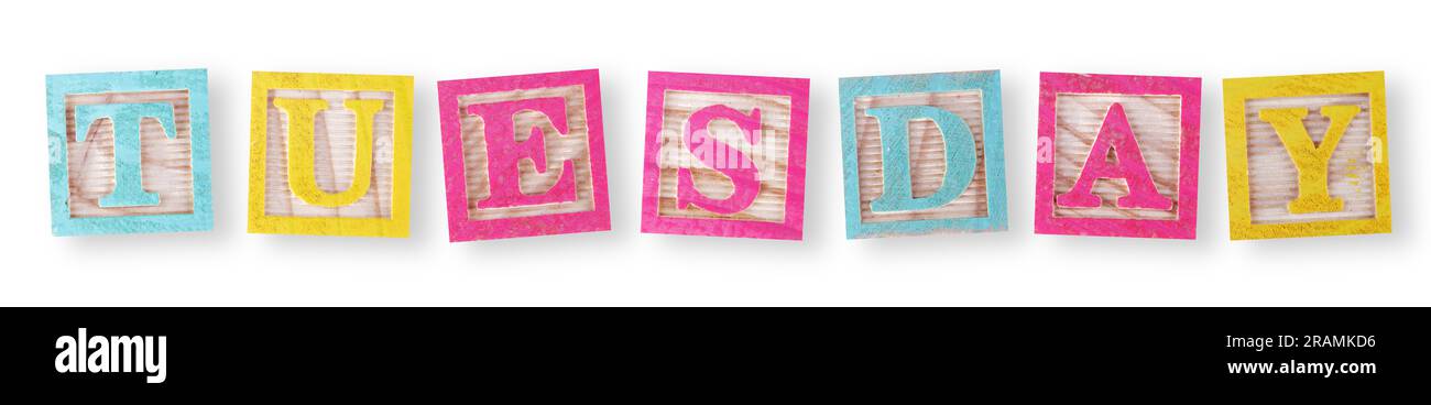 Tuesday concept with childs wood blocks with clipping Stock Photo - Alamy
