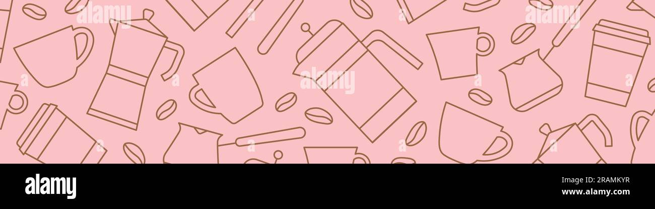 banner with coffee beans, cups, different ways of making coffee ...