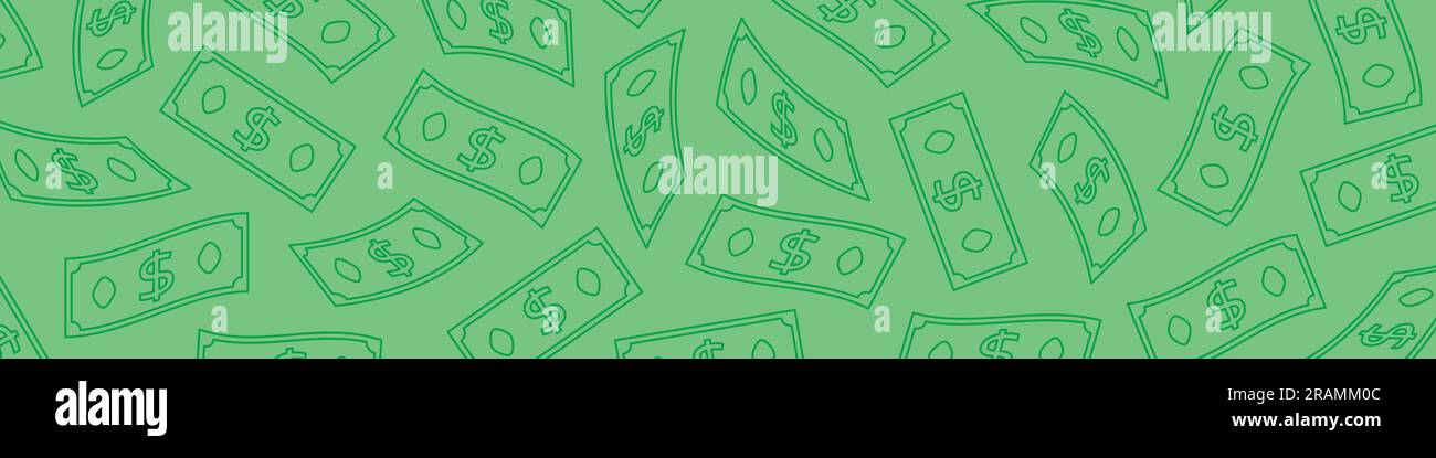 green banner with american dollar banknotes- vector illustration Stock ...